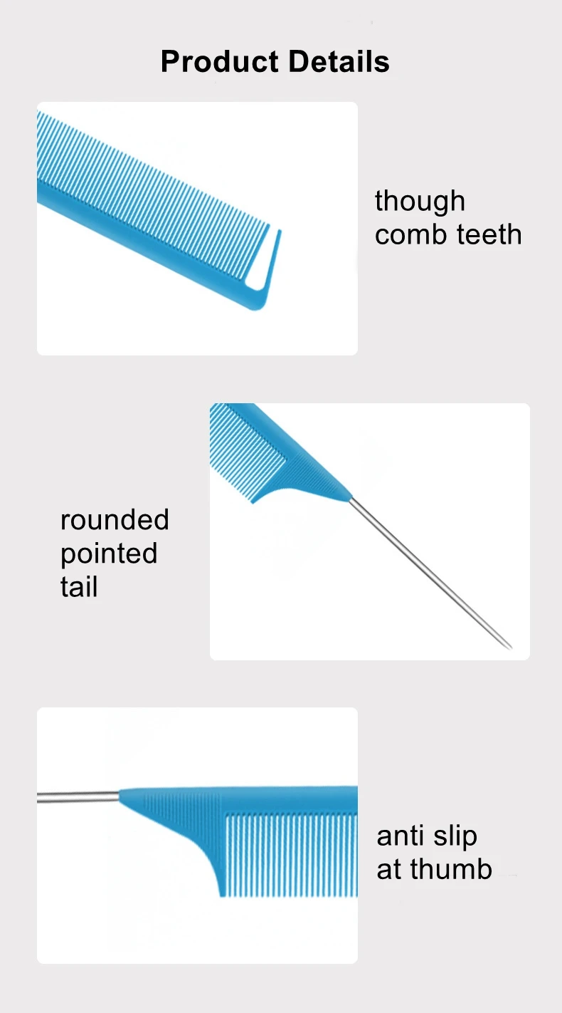 Cheap Wholesale Plastic Detangling Parting Comb Private Label Rat Tail ...