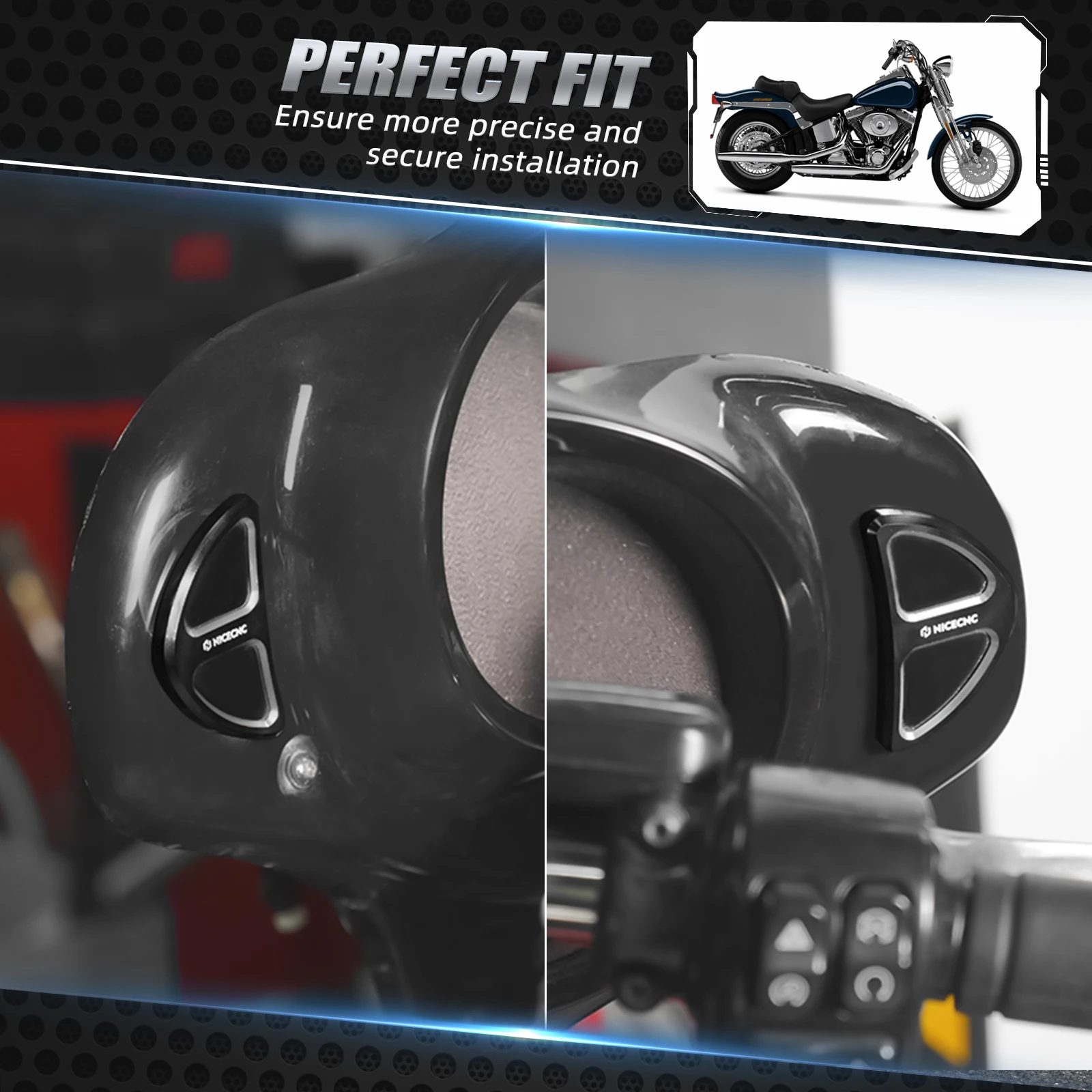 Nicecnc Fairing Mirror Hole Plugs Caps For Harley Street Glide Flhx ...