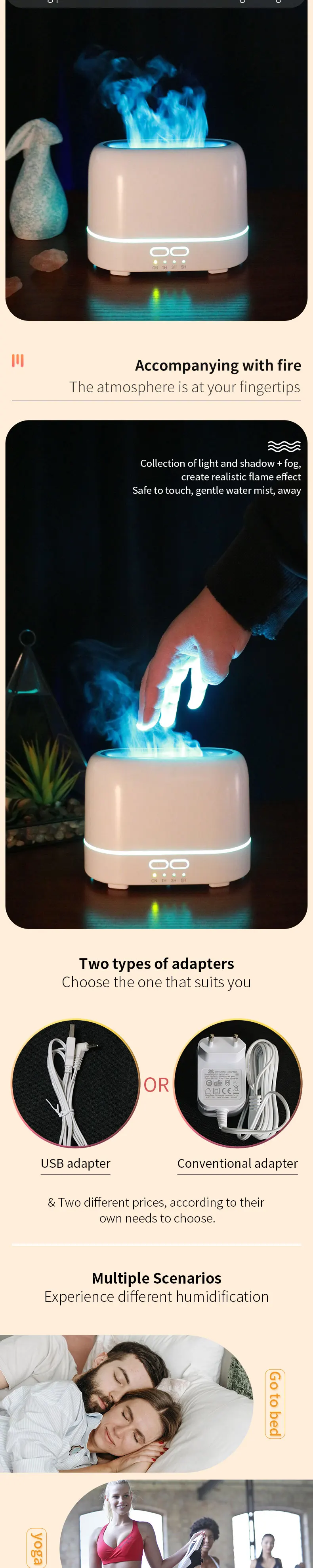 New 3d Fire Flame Design Usb Air Humidifier Household Aromatherapy ...