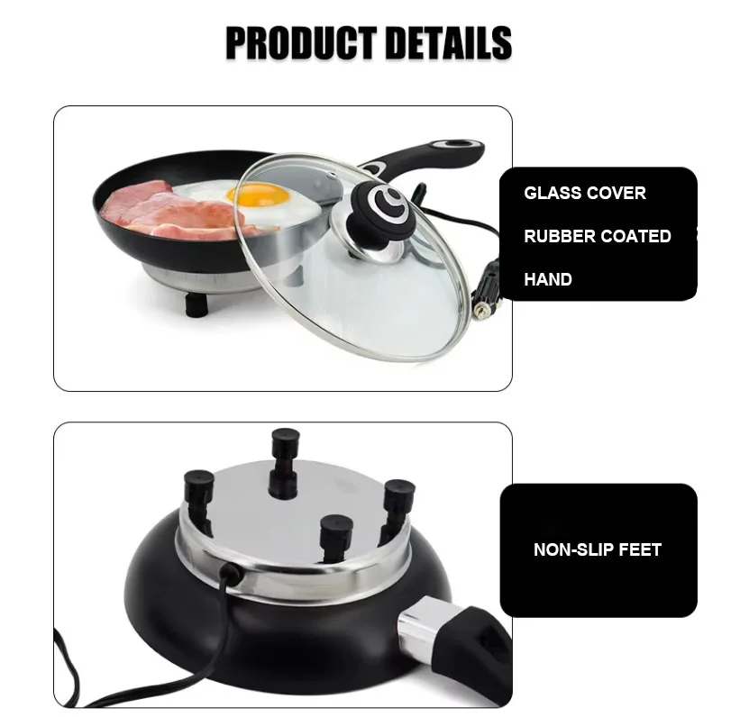 12V/24V Power Supply Portable Travel Aluminum Car Electric Frying Pan ...