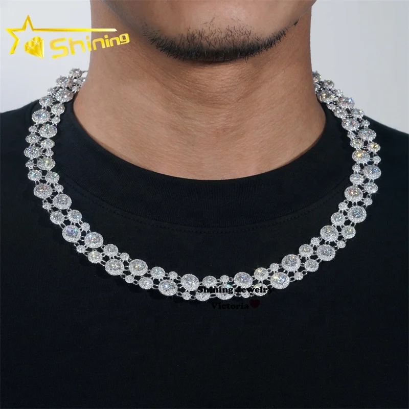 Luxury Unique Design Halo Diamond Style Multi Link Chain Moissanite ...