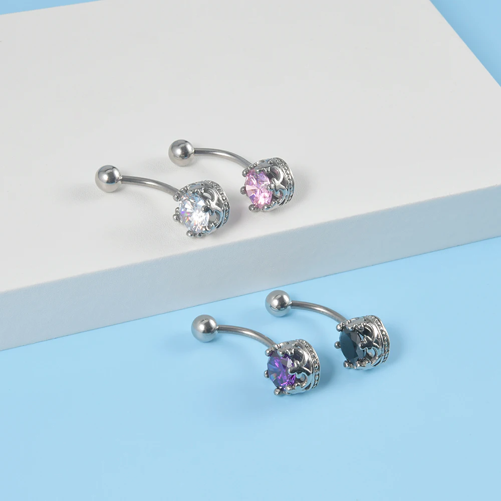 Surgical Steel Externally Threaded Navel Piercing Ring Round Claw ...