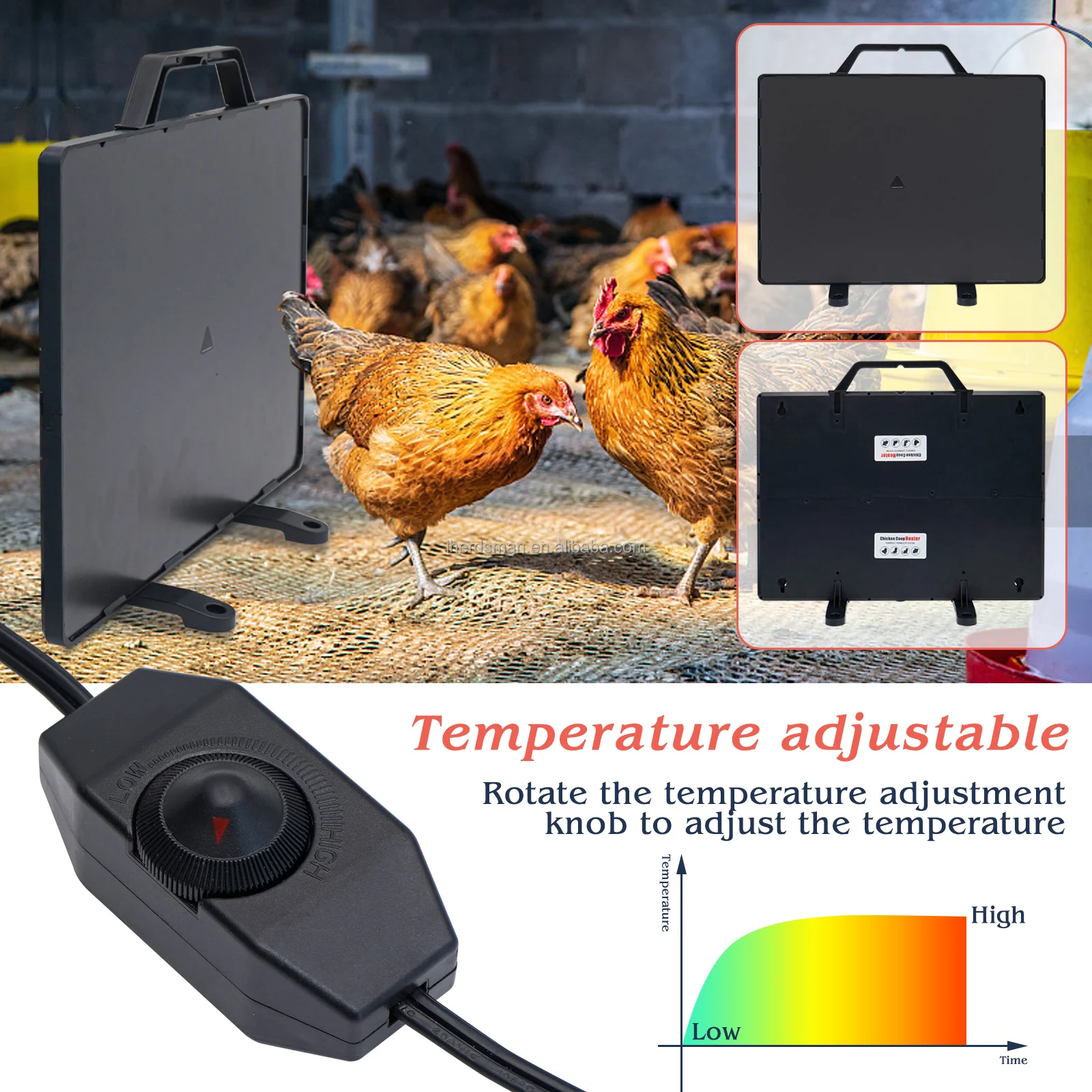 Poultry Farm Chicken Coop Heater Temperature Adjustable Heat Plates ...
