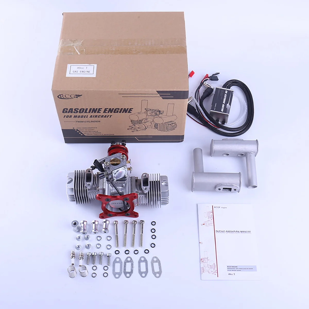 40cc T Two-cylinder Gasoline Engine Two-stroke Aviation Model Fixed ...