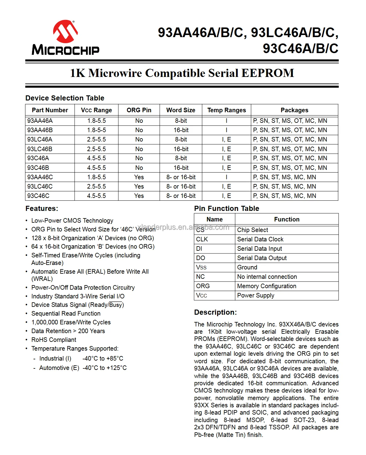 X-lander 93lc46at/sn Ic Eeprom 1kbit Microwire 8soic Integrated Circuit Electronic Components Ic ...