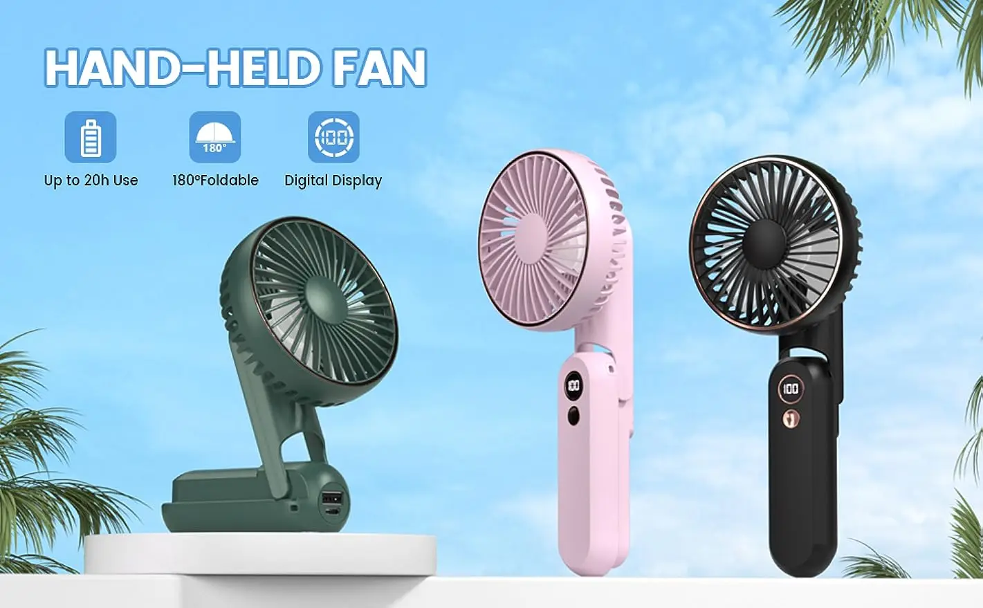 Wholesale Fan Portable Handheld Small Digital Display Usb Charging ...