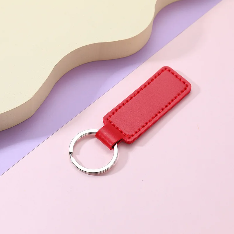 Custom Logo Rectangle Shape Pu Key Chain Strap Genuine Blank Leather ...