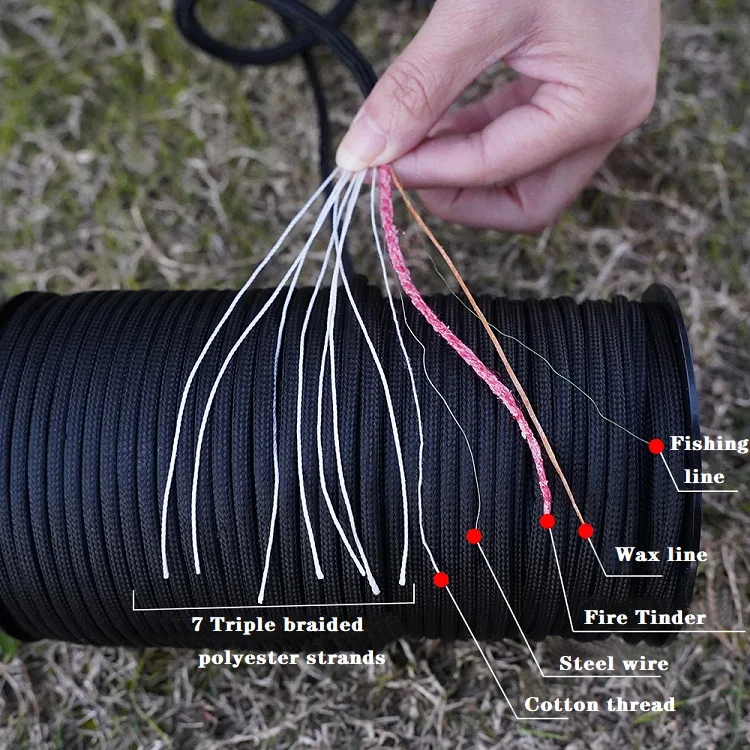 12 Core Fire Paracord Rope - Durable Survival Camping Tool
