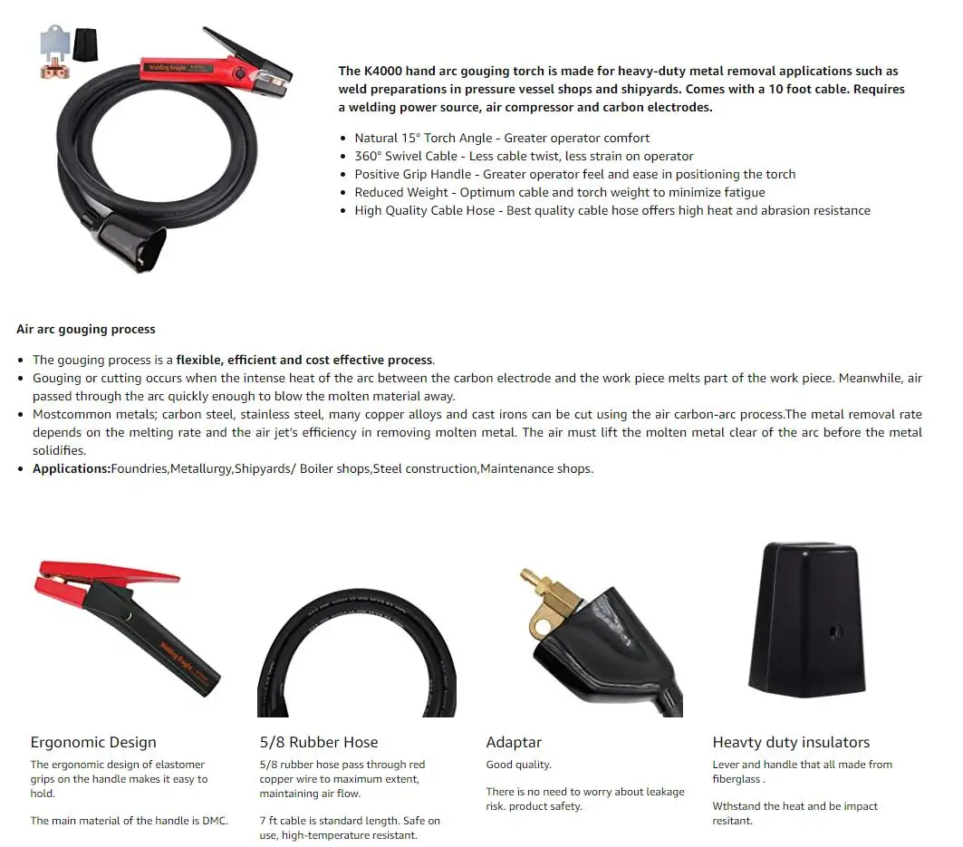 K4000 Gouging 1000 Amp Electrode Holder For Welding Gouging Gun Holder ...