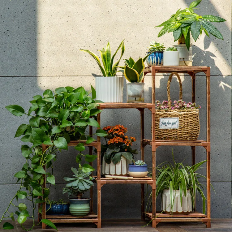 Multi-storey Wooden Plant Stand Indoor And Outdoor Ladder Flower Stand ...