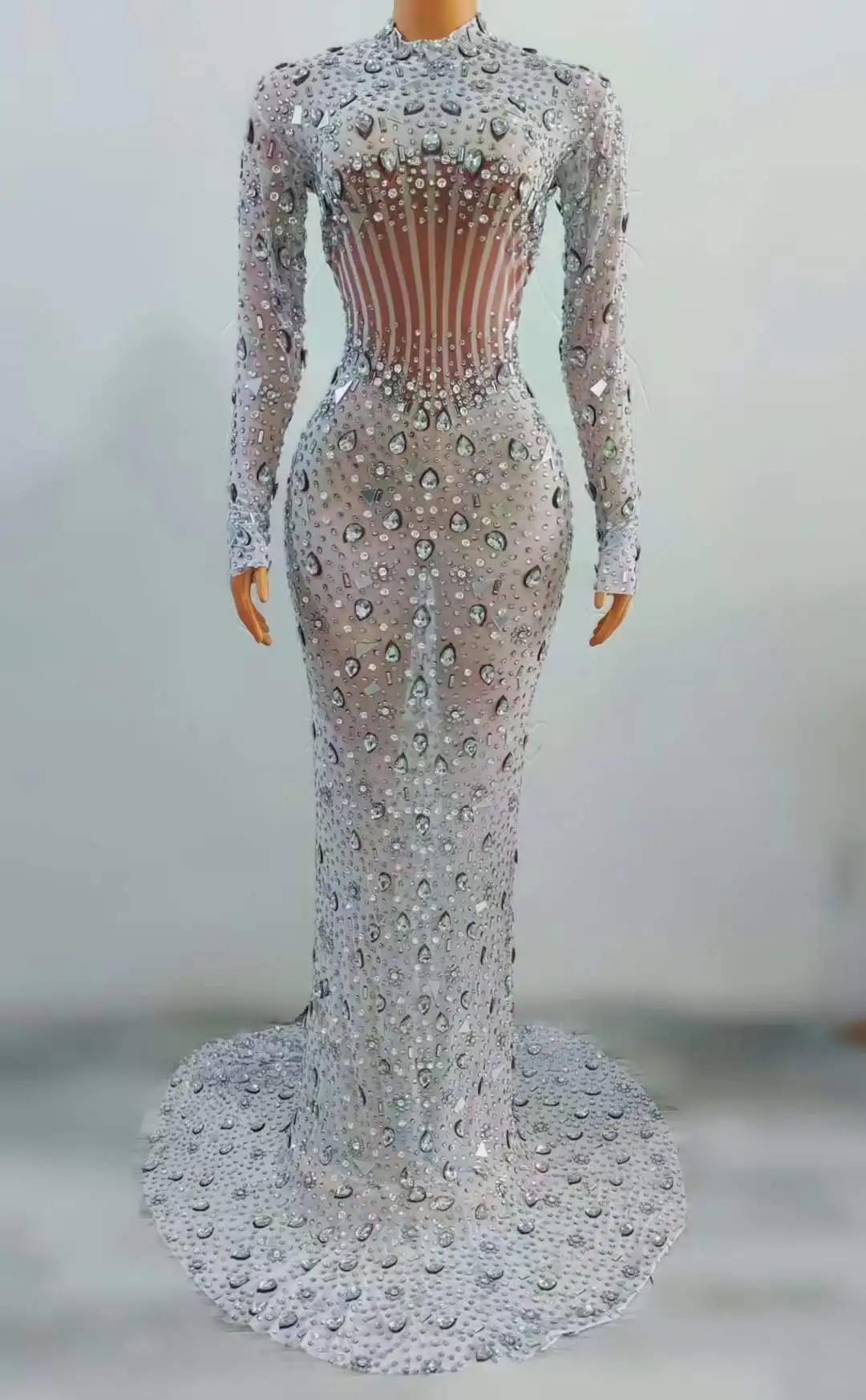 Ocstrade Elegant Black and Gold Dress with Rhinestone Sequins