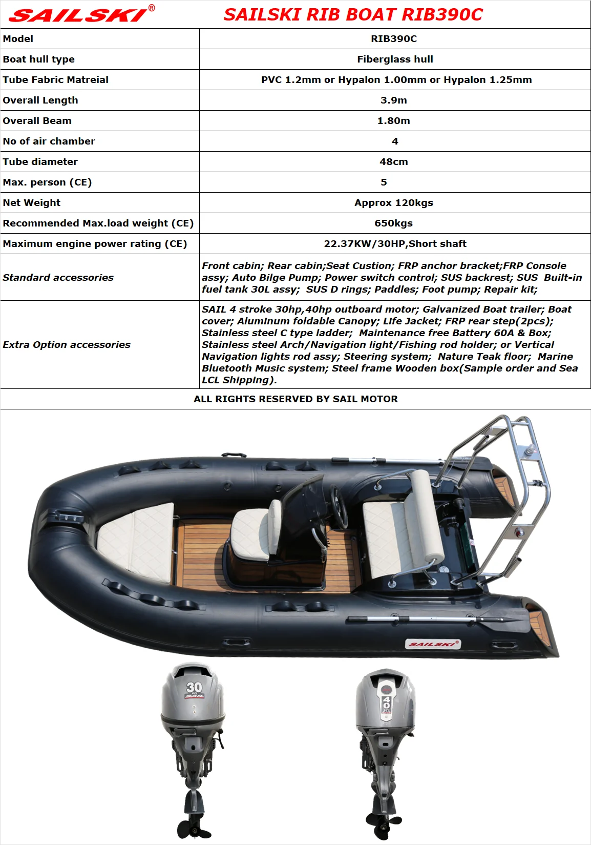 SAILSKI Small Rib Boat - Versatile and Durable Options