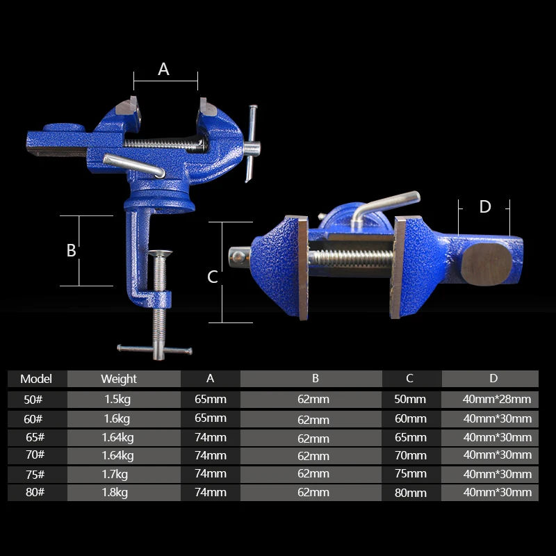 Multi-jaw Rotating Bench Vise Cast Iron Blue For Multi-purpose With 360 ...