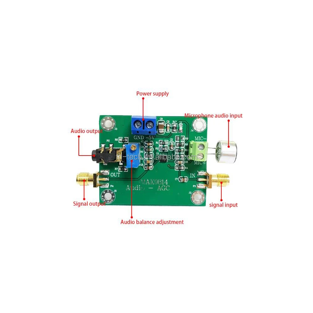 Taidacent Pickup Mic Amplifier Amp Max9814 Agc Electret Microphone Amplifier Board Module With ...