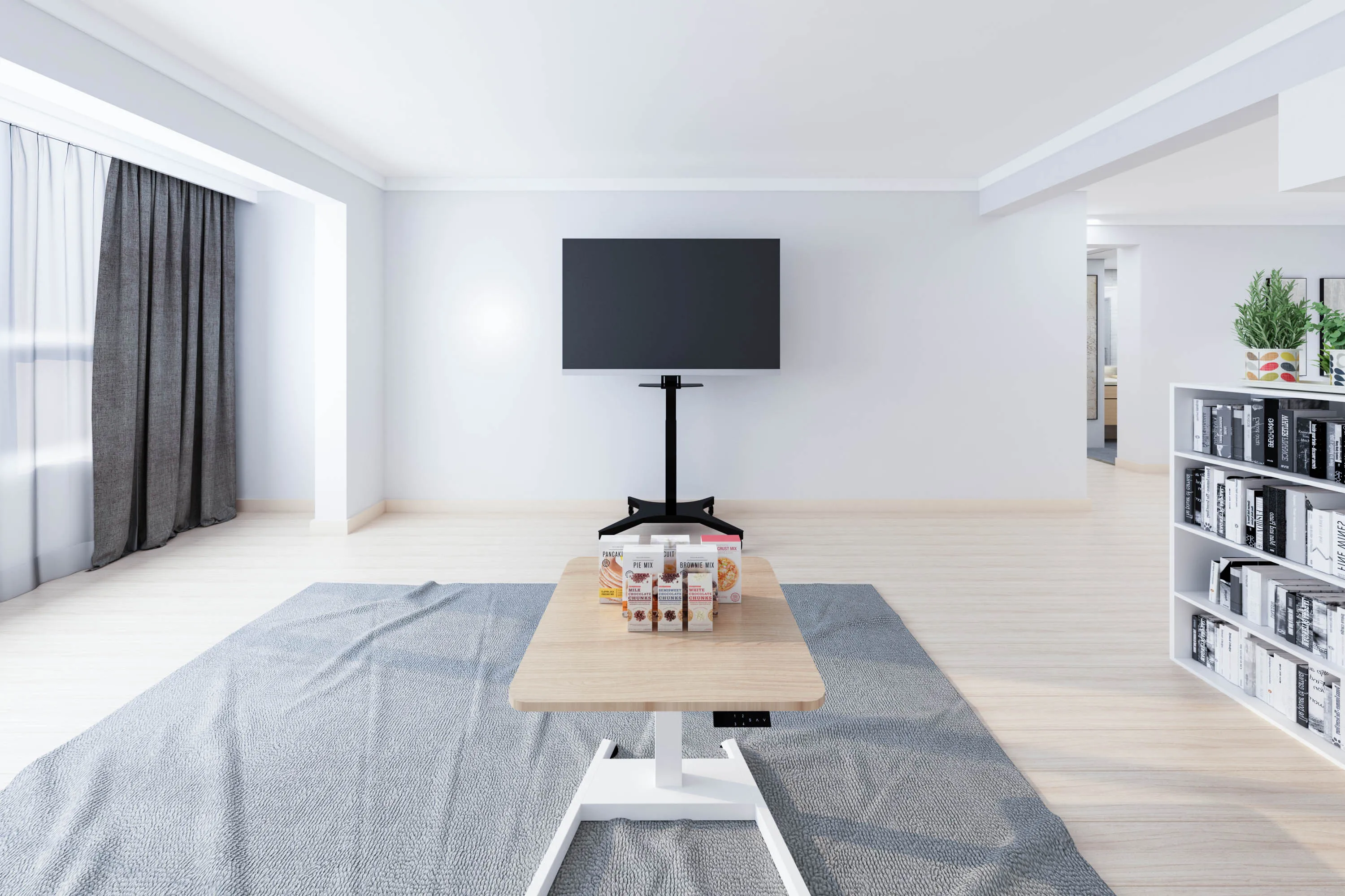 Height Adjustable Hidden Vertical Retractable Motorized Tv Cart 42-70 ...