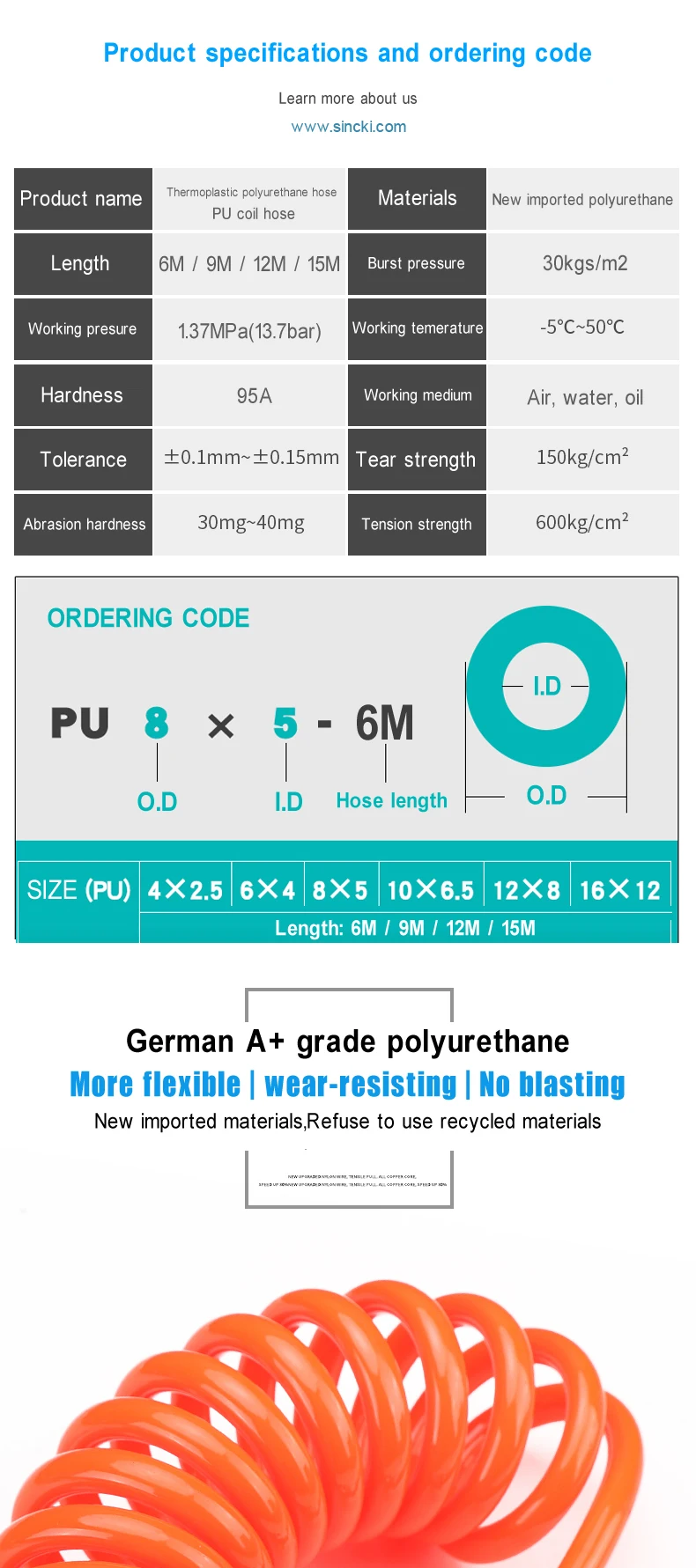 High Quality Polyurethane Flexible Spring Pu Tube - Buy Polyurethane Pu ...