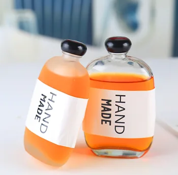 350 Ml Frosted Plat Beverage Glass Bottle With Black Plastic Cap For ...