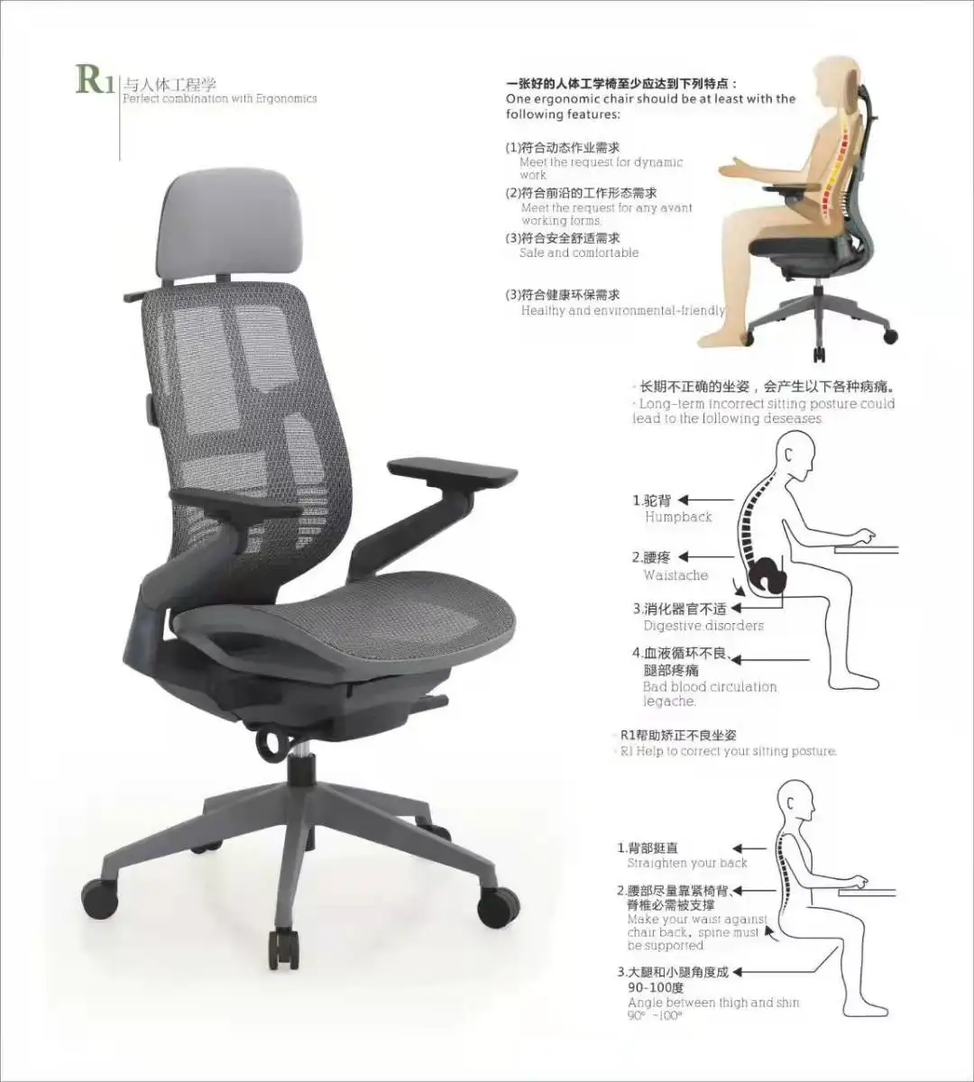 Modern Swivel Office Chair Mesh Ergonomic Boss Chairs High TPEE Back PU ...