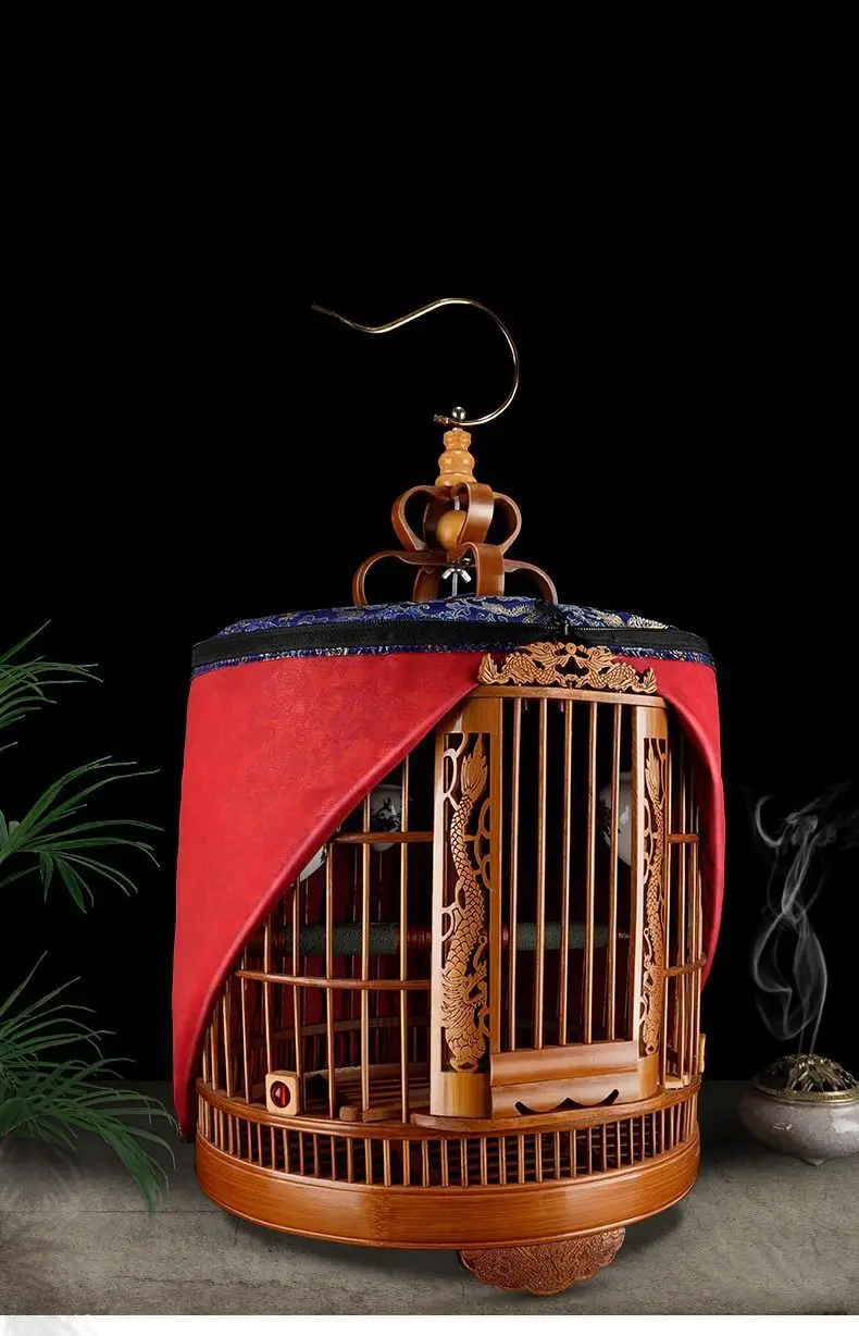 Chinese Antique Bird Cage Large Full Set Of Round Bamboo Cage Myna ...