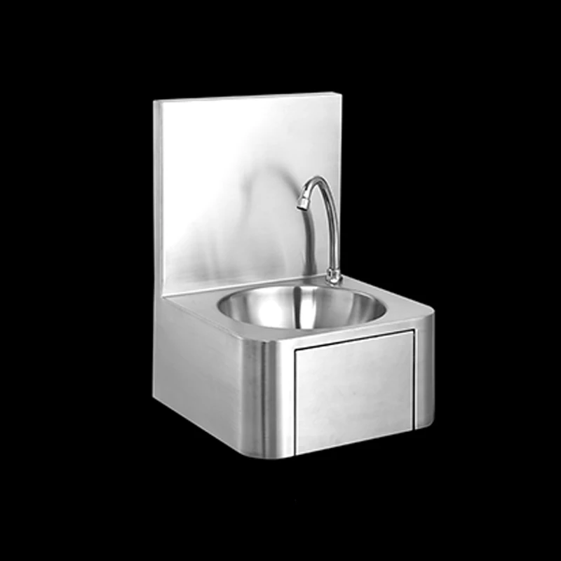 Wall Mounted Knee Operated Hand Washing Sink Stainless Steel Wash Basin ...