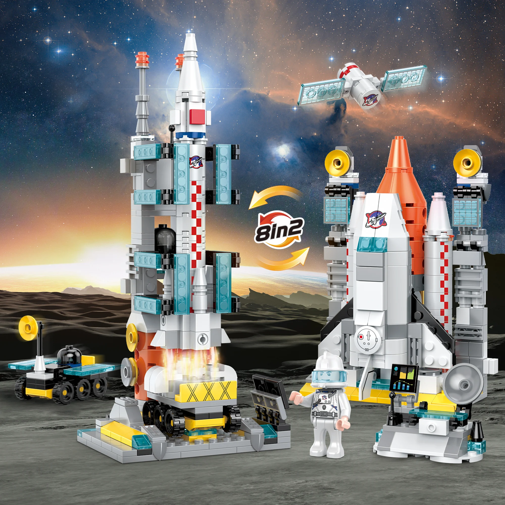 COGO Kids Educational Assemble 8 In 2 Mini Space Plane Series Bricks ...