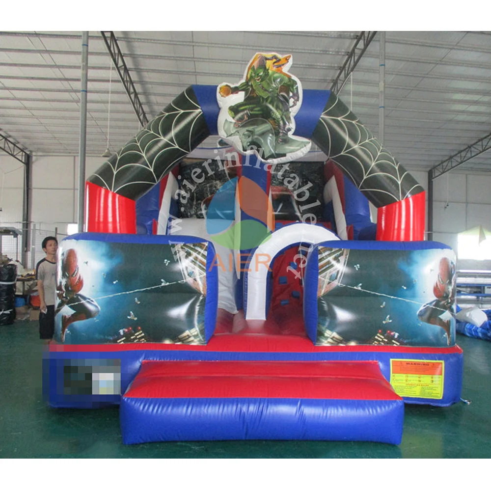 Superhero /spiderman Adventure Inflatable Combo Obstacle With Slide ...