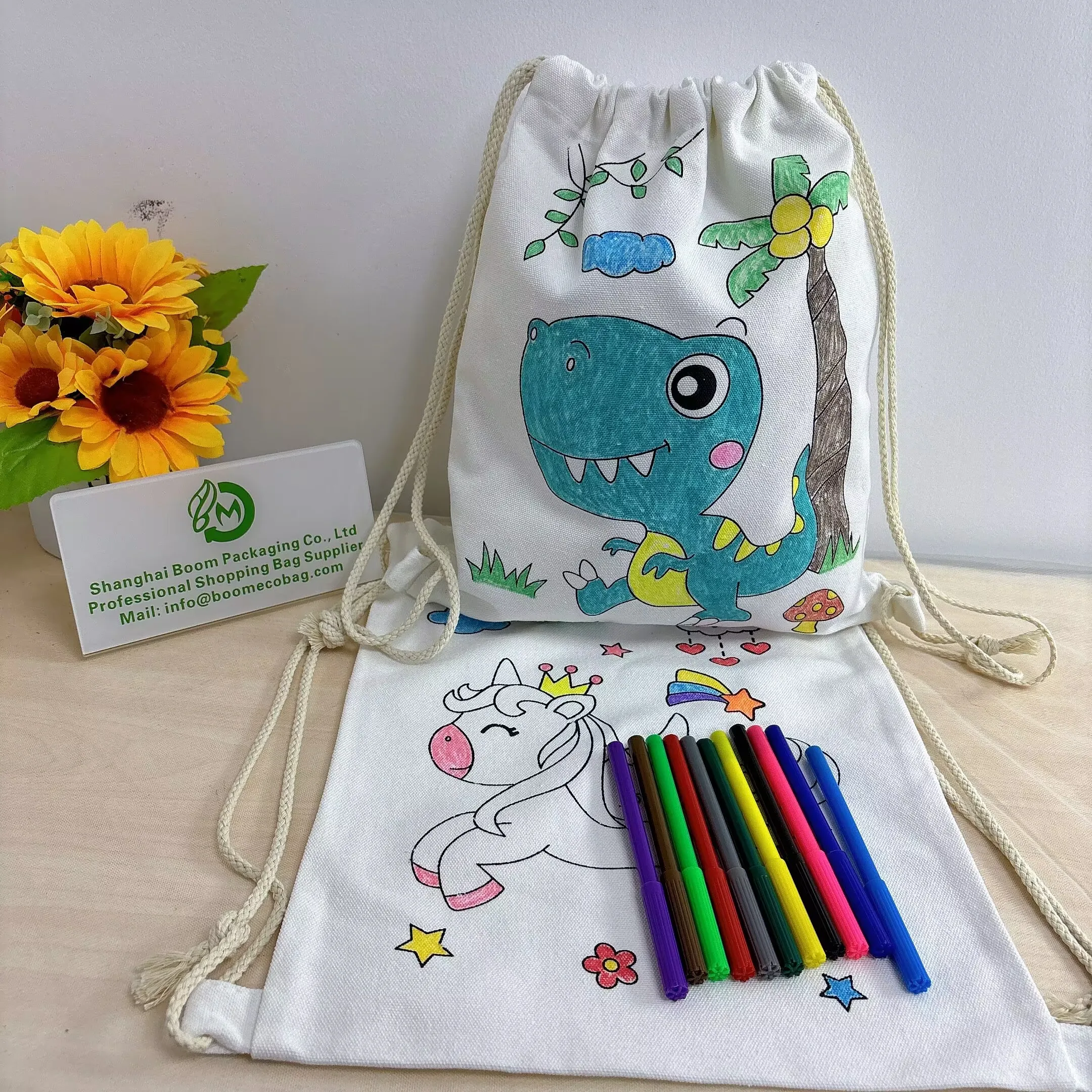 Color Your Own DIY Coloring Pencil Case Canvas Pencil Zipper Pouch ...