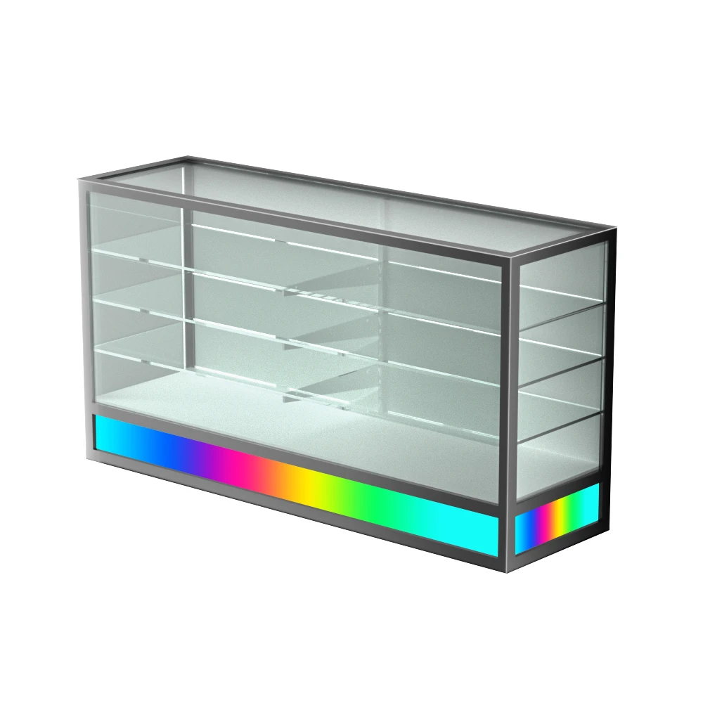 Full Vision Glass Showcase With Flowing Led Lights Size Can Custom ...