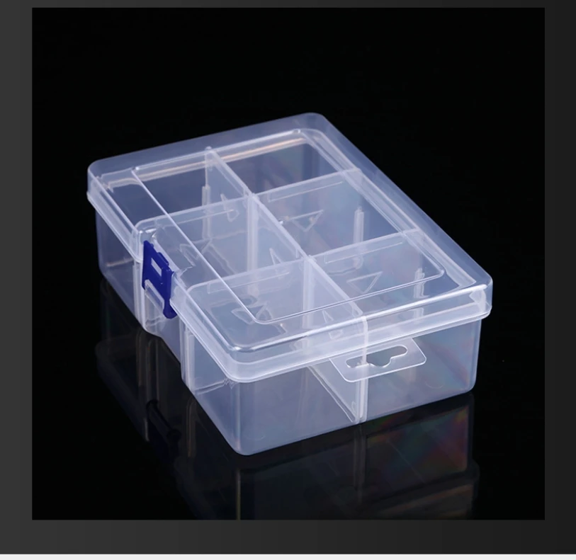 Customized Transparent Plastic Storage Organizer Box 6 Gird Plastic ...