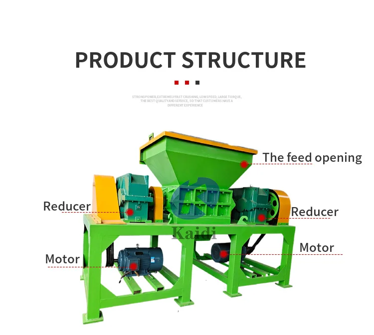 Heavy Duty Double Shaft Metal Shredder Machine Scrap Aluminum Shredding ...