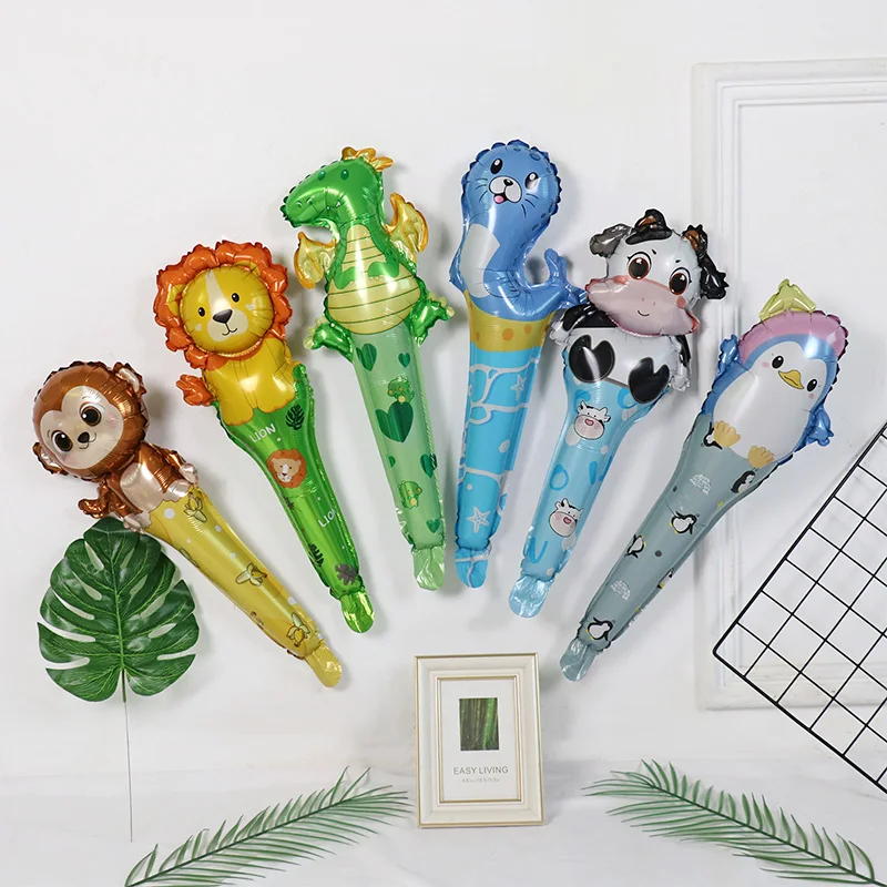 Jungle Inflatable Sticks Wildlife Balloon Animal Head Handhold Stick ...