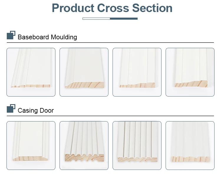 White Primed Pine & MDF Baseboard Moulding - Custom Size OEM
