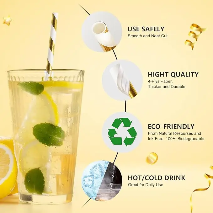 Hot Sale Custom Stripe Disposal Straw Paper Biodegradable Paper Straws ...