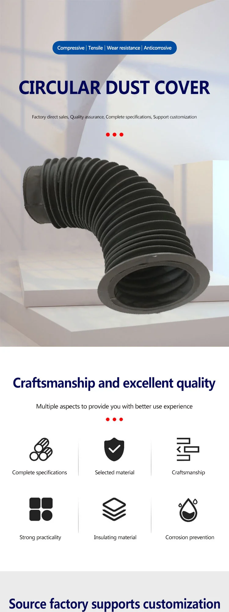 Flexible Hydraulic Cylinder Rubber Bellow Dust Cover - Buy Flexible ...