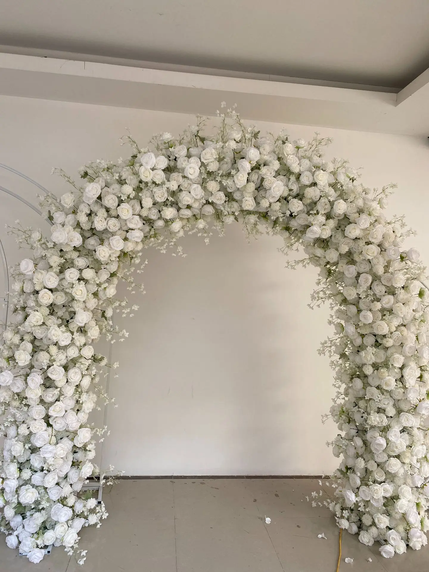 Season White Flower Arch With Stand Artificial Rose Flower Backdrop For ...