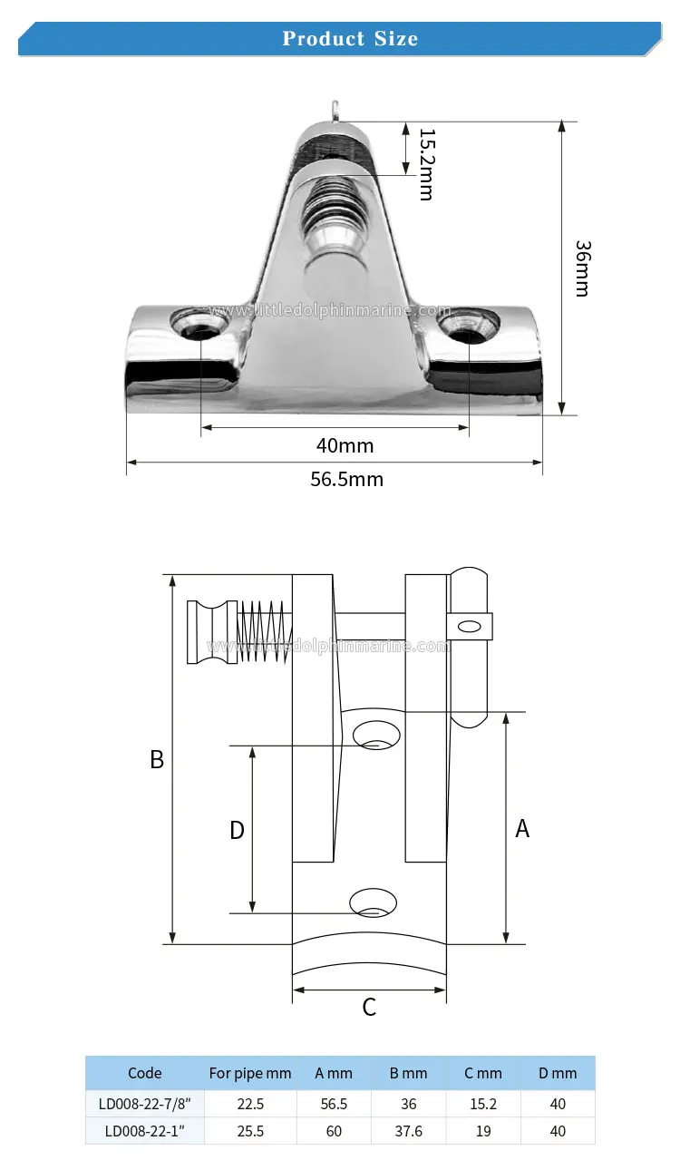 Little Dolphin Deck Hinge With Removable Pins Marine Grade Bimini Top ...