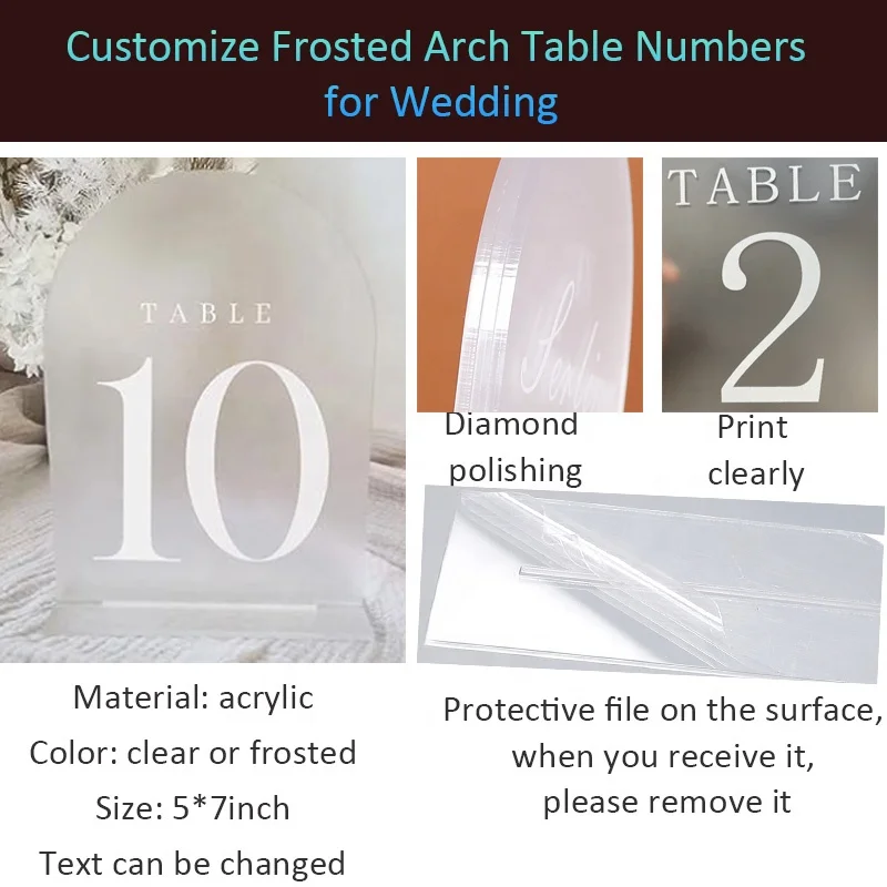Arch Acrylic Table Signs Frosted Table Numbers Wedding For Wedding ...