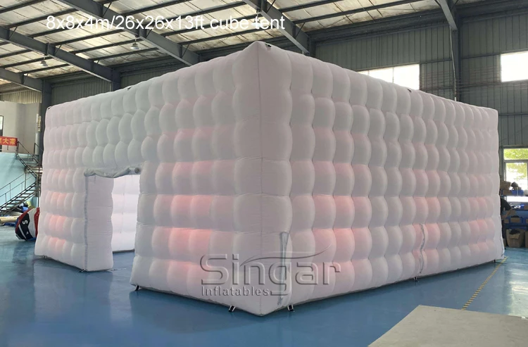Lighted LED Inflatable Cube Tent 8x8x4m for Nightclubs & Parties ...