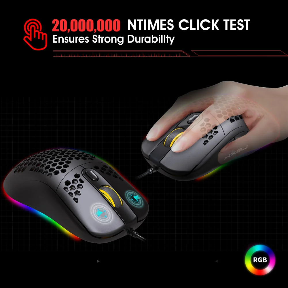HXSJ Hot Sale Honeycomb Design Gaming Mouse Professional Gamer Mouse ...