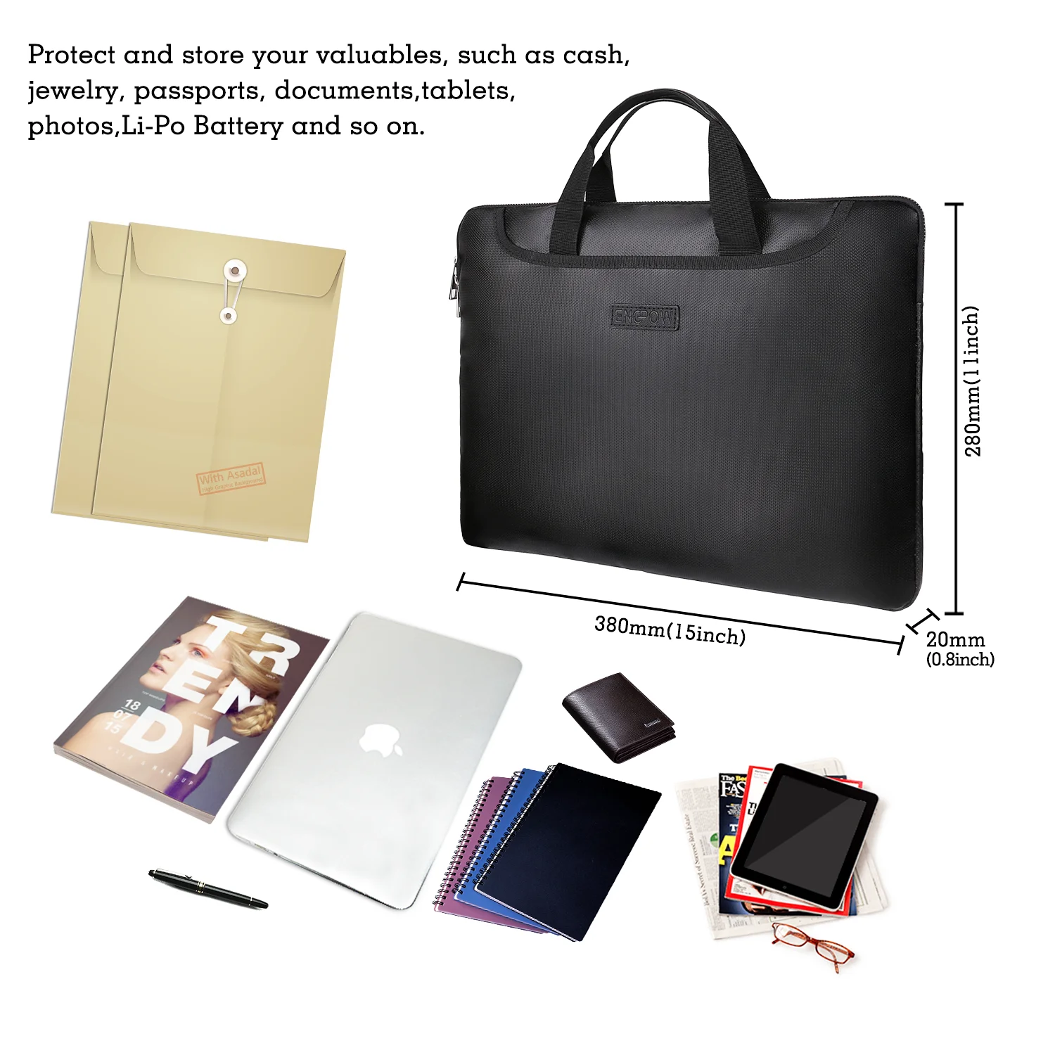 YIHUAXING Upgraded Fireproof and Waterproof Silicone Briefcase Business ...