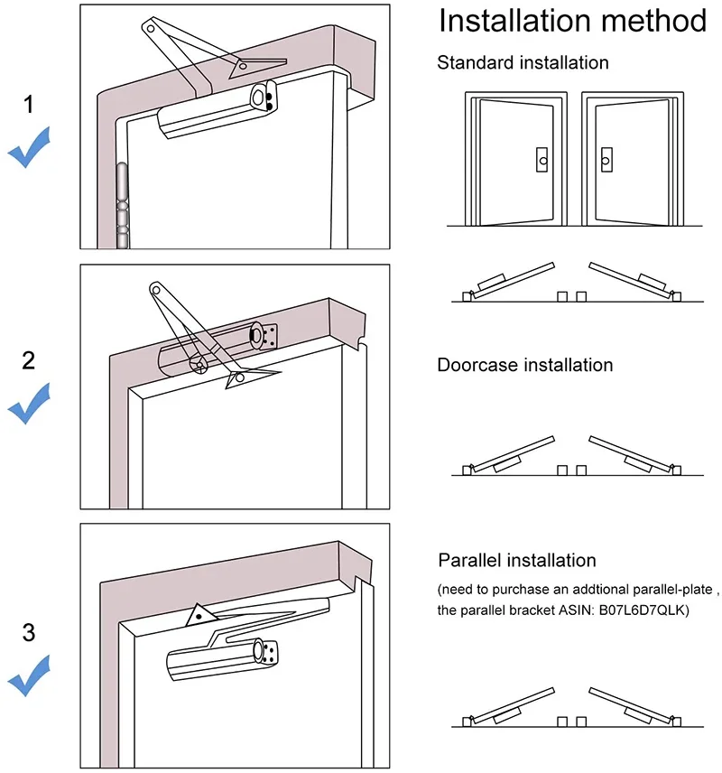 Adjustable Speed Hydraulic Door Closer - Heavy Duty Aluminum Automatic ...