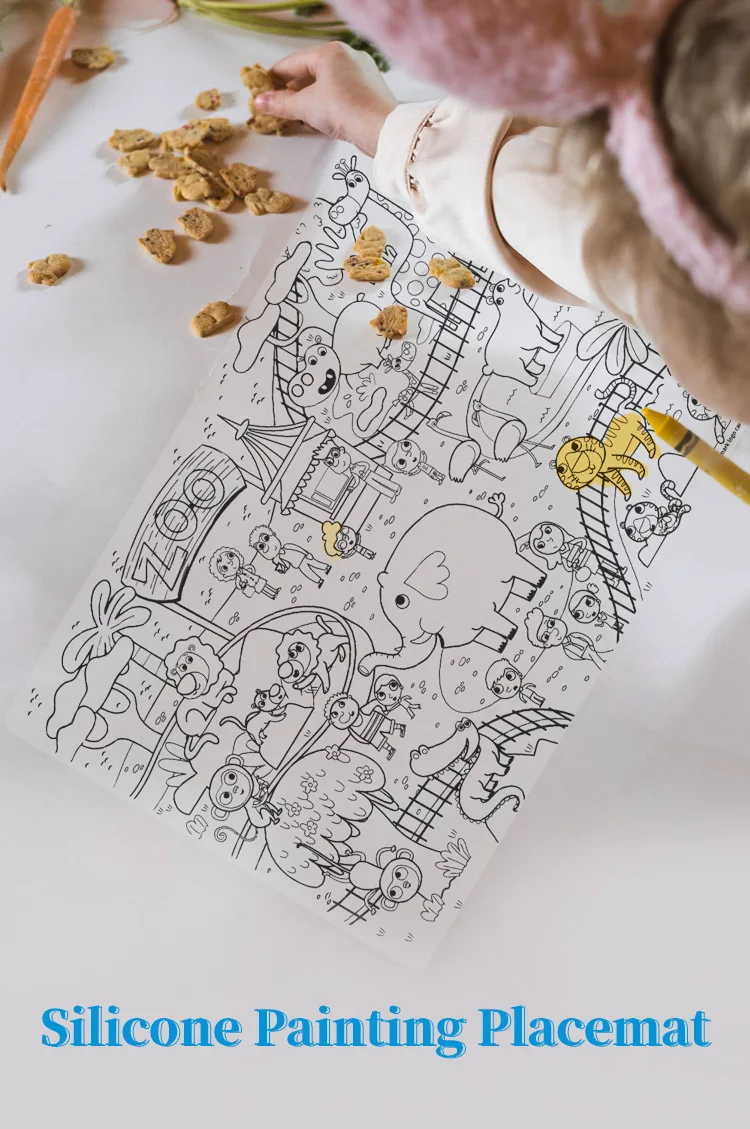 Custom Printing Kids Doodle Coloring Drawing Table Mat Placemat Baby ...