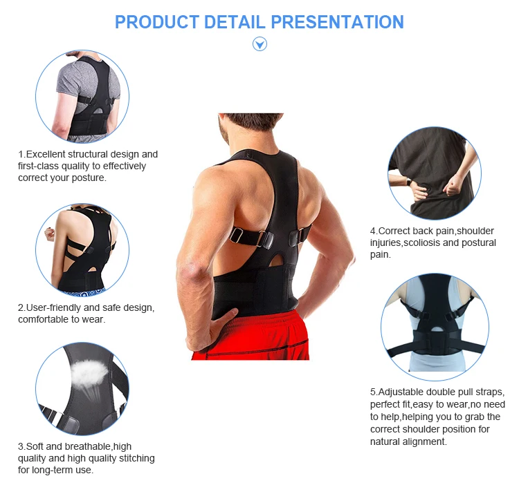 Adjustable Back Strap Magnetic Back Brace Support Belt De Posturas ...