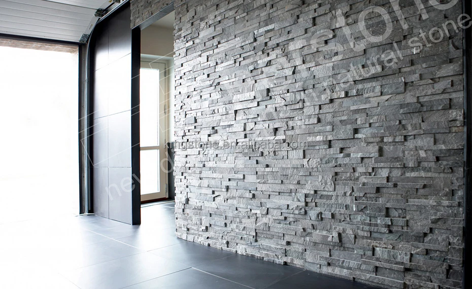 Black Natural Slate Stone Wall Cladding for Hotels & Villas