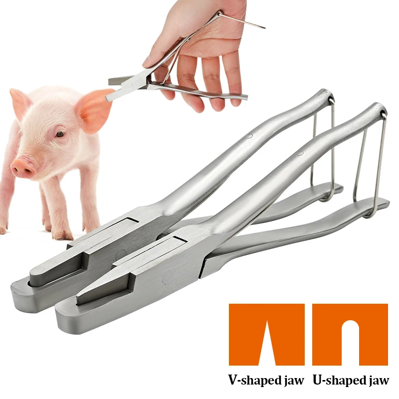 Goat Cattle V-Shaped U-Clip Pliers - Stainless Steel Ear Notcher