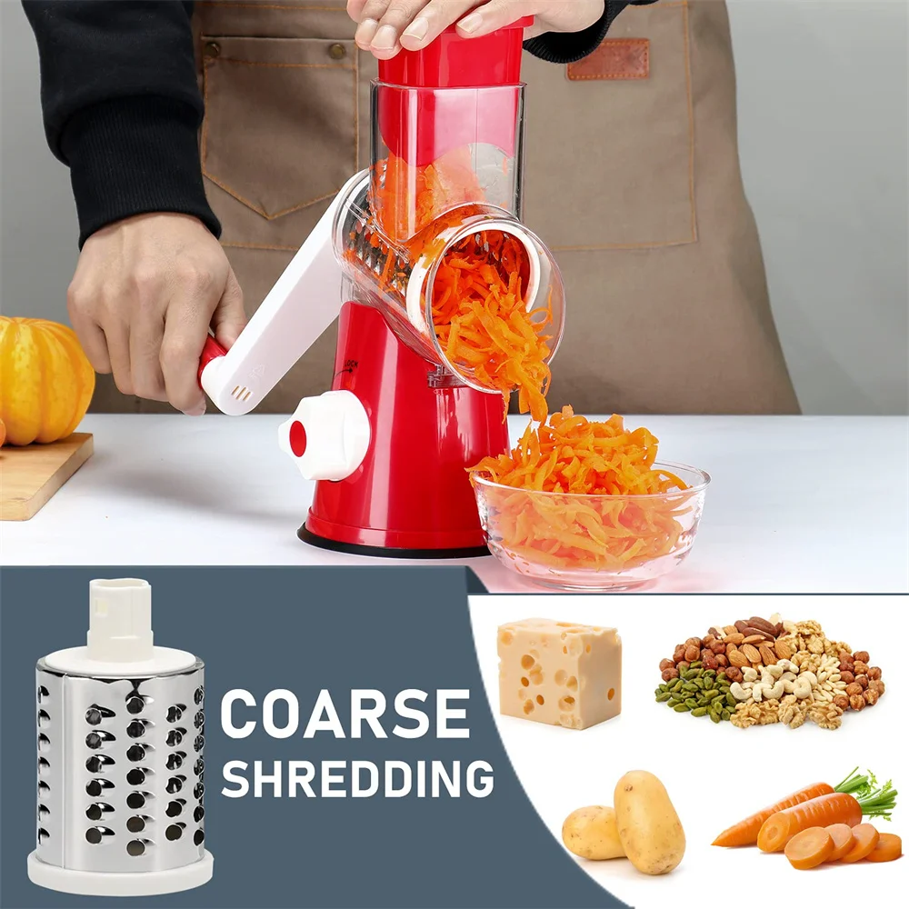 Manual Vegetable Cutter,Kitchen Spinning Rotating Cheese Grater Food ...