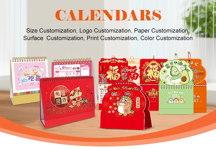 2026 Chinese Monthly Hanging Horse Gold Foil Calendars