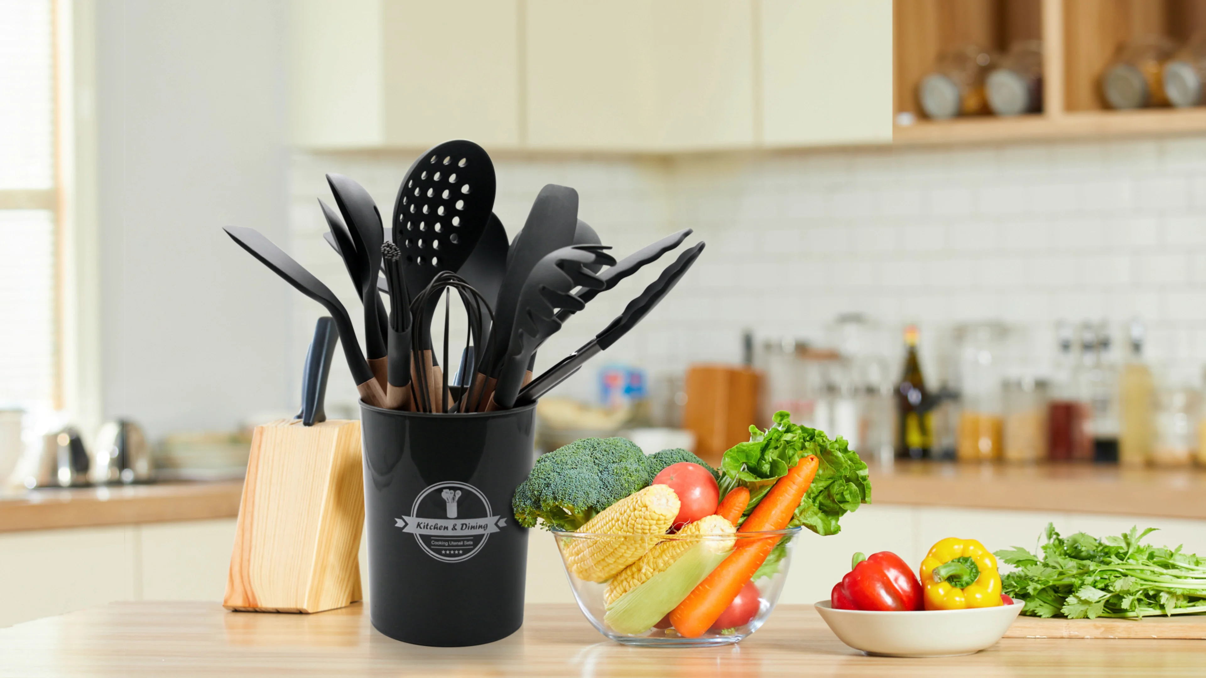 100% Food Grade Silicon Laddle Set Cooking Utensils Set Silicone ...