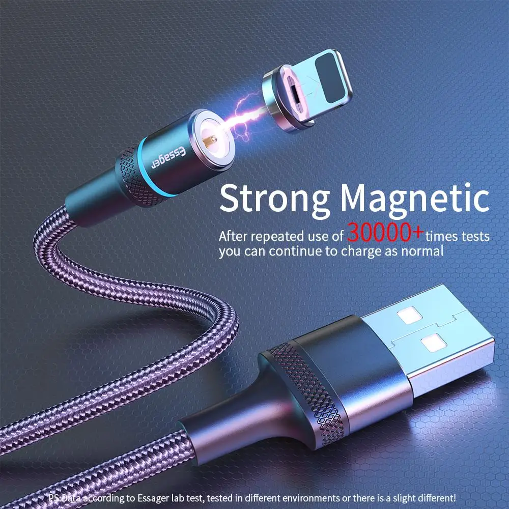 Essager 3 In 1 Magnetic Cable For Iphone Xiaomi Android Usb Type C ...