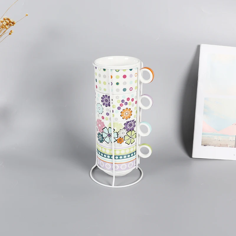 Custom Nordic Coffee Tea Cups Set 330 ML 12 OZ Ceramic Stackable Mugs ...